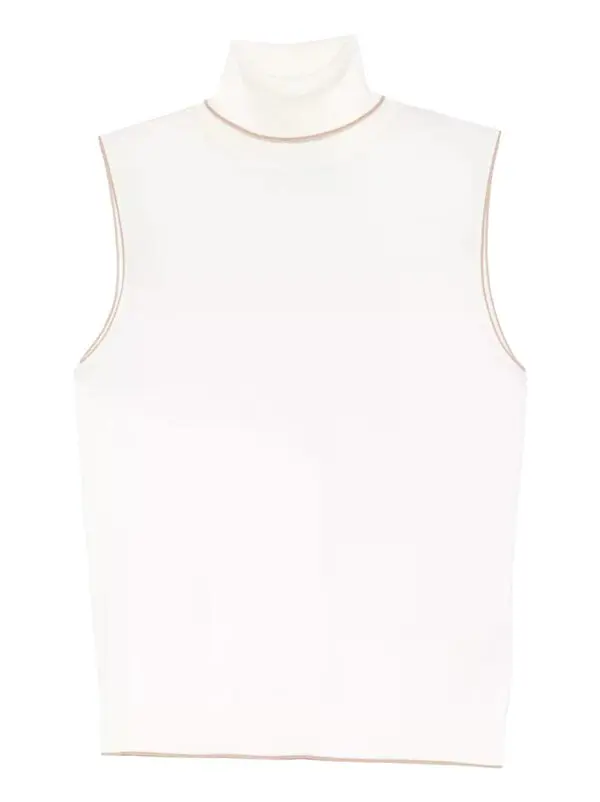 Eleventy Turtleneck Sleeveless Top - White