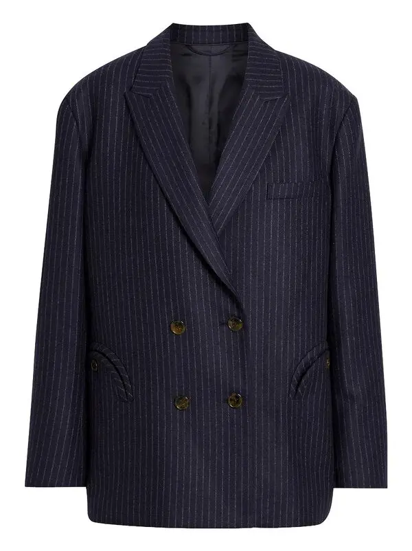 BLAZÉ MILANO Pinstriped Wool And Cashmere-blend Blazer - Midnight Blue