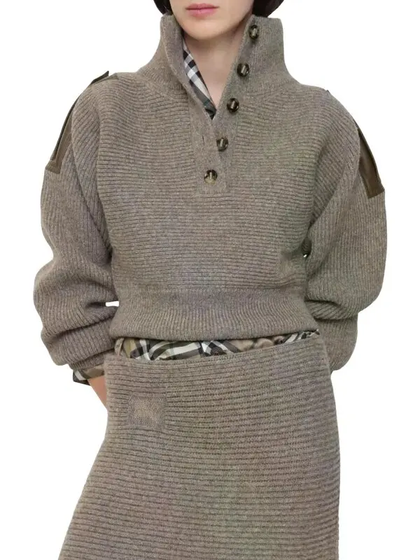 Burberry Wool Half-button Sweater - Grey