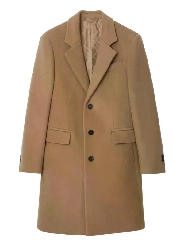 Burberry Single-breasted Wool Coat - Brown