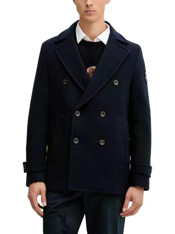 HACKETT Double-breasted Pea Coat - Blue