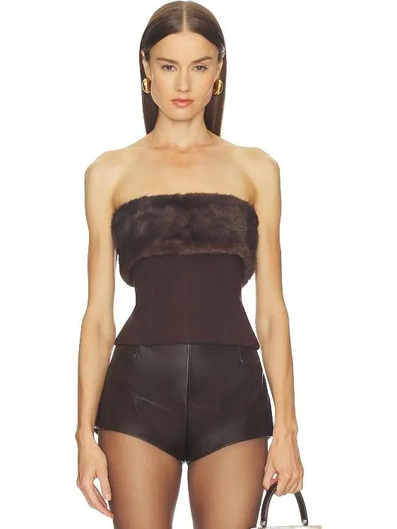 CAMILA COELHO Isadora Bustier Top - Chocolate