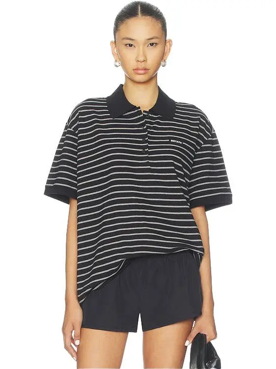 ROTATE BY BIRGER CHRISTENSEN Pique Short Sleeve Polo - Black Combo
