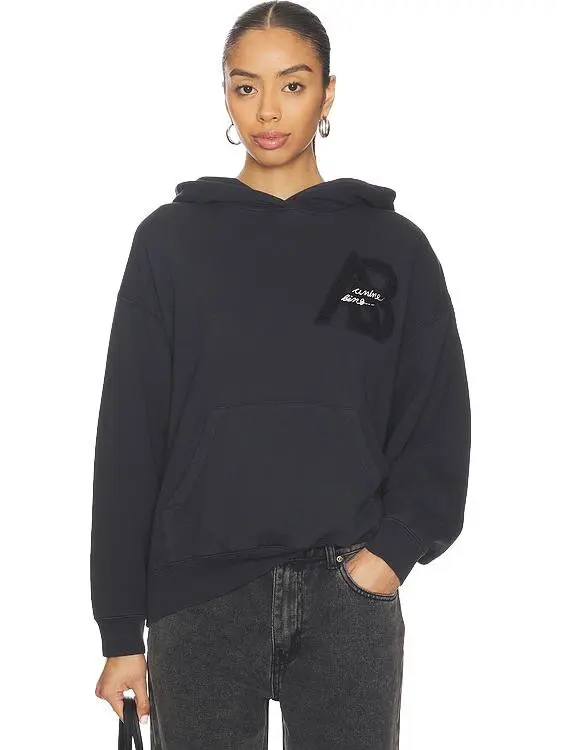 ANINE BING Jaci Letterman Hoodie - Vintage Black