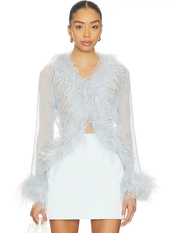 BUBISH Gigi Sheer Feather Blouse - Pale Blue