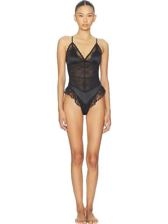 Free People Staying Home Bodysuit - Black