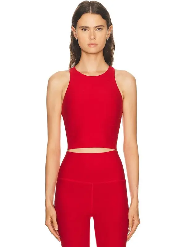 Beyond Yoga Spacedye High Neck Cropped Top - Holly Red Heather