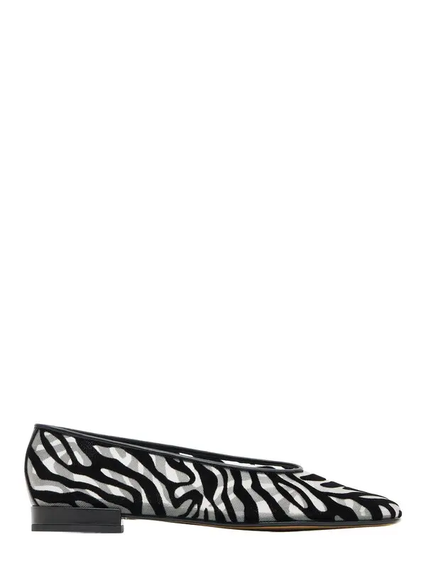 Giorgio Armani Zebra-design Flocked Mesh Ballerinas - Patterned