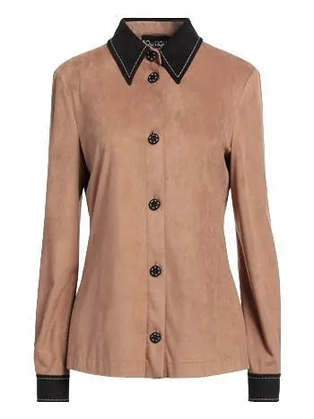 Moschino Shirt With Suede-effect Fabric - Brown