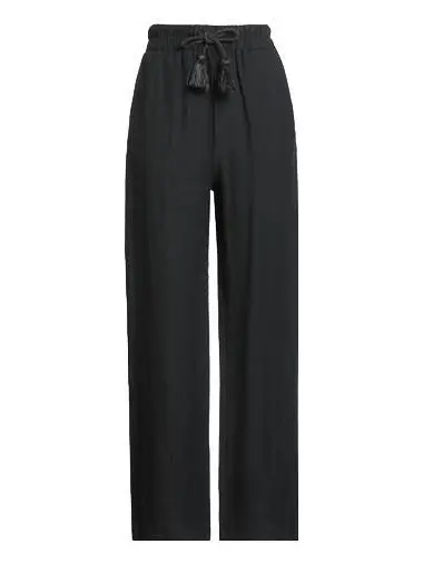 Alpha Studio Tapered Linen-viscose Pants - Black