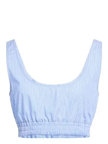 MODES Striped Woven Crop Top - Blue