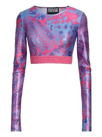 Versace Crop Top With Animal Print And Long Sleeves - Pink