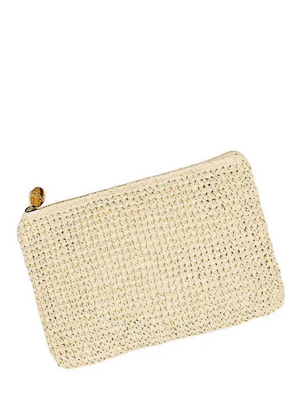 Stoney Clover Lane Woven Raffia Pouch - Natural