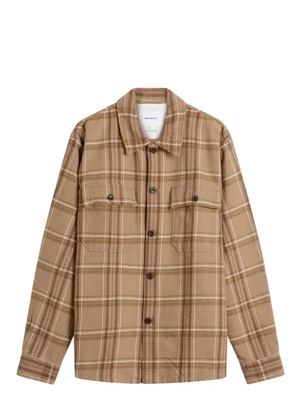 Norse Projects Hjalmer Heavy Twill Check Overshirt - Walnut
