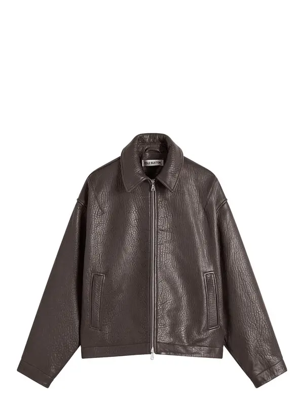 COLE BUXTON Shrunken Leather Jacket - Brown