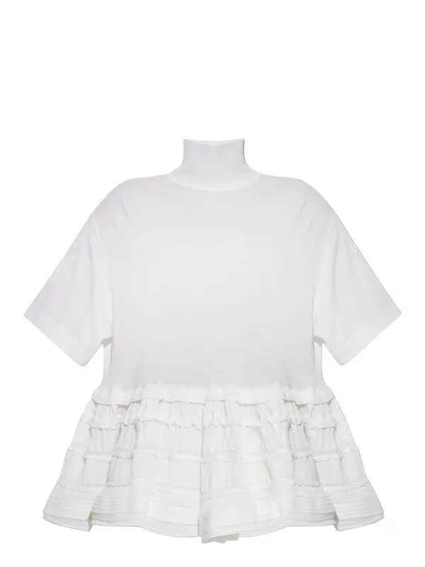 Alaïa Turtleneck Top With Ruffles - White