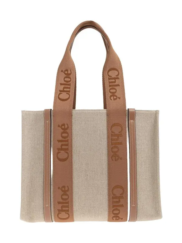 Chloé Woody Medium Shopper Bag - Beige