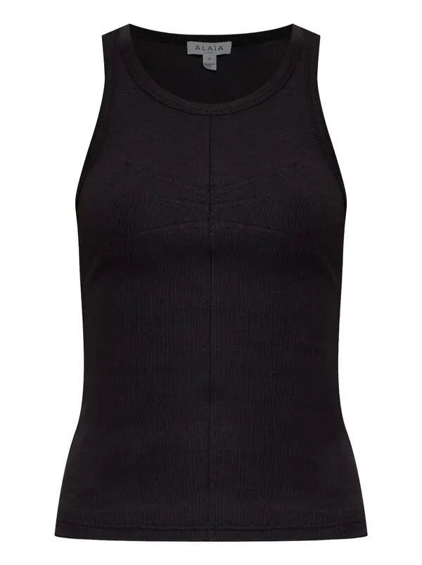 Alaïa Ribbed Fitted Tank Top - Black