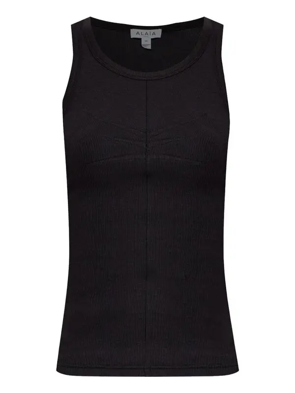 Alaïa Ribbed Fitted Tank Top - Black