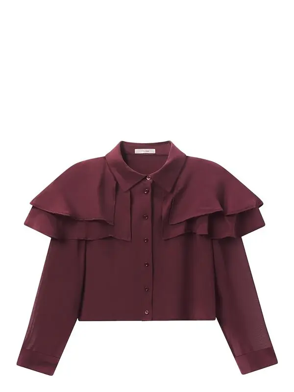 FRAME The Silk Cape Blouse - Cabernet