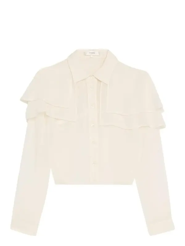 FRAME The Silk Cape Blouse - Cream
