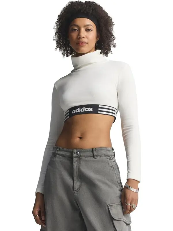 Adidas Long Sleeve Crop Tee - Off White