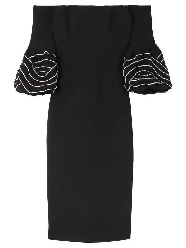 Rebecca Vallance Bellatrix Off-the-shoulder Midi Dress - Black