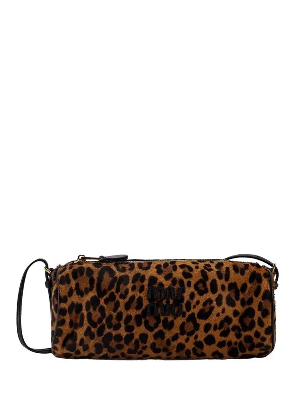 Miu Miu Leather Pouch With Shoulder Strap - Animal Print