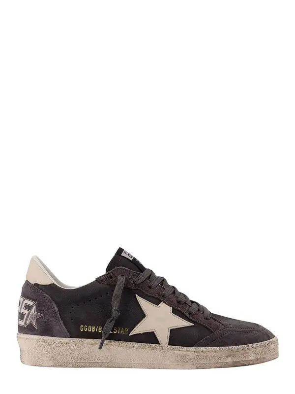 GOLDEN GOOSE Ball Star Leather Sneakers With Logo - Grey