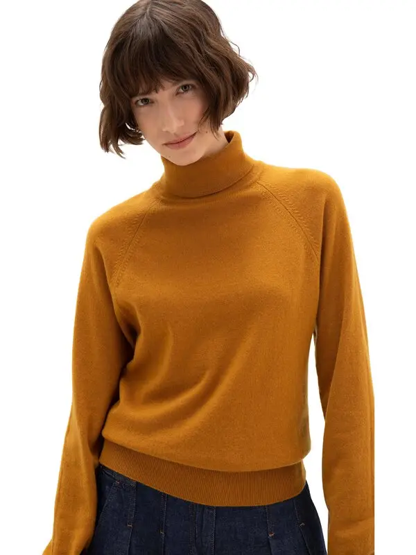 Johnstons Of Elgin Cashmere Roll Neck Jumper - Yellow