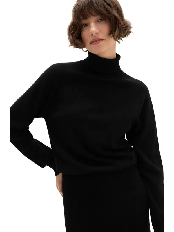 Johnstons Of Elgin Classic Cashmere Roll Neck Jumper - Black
