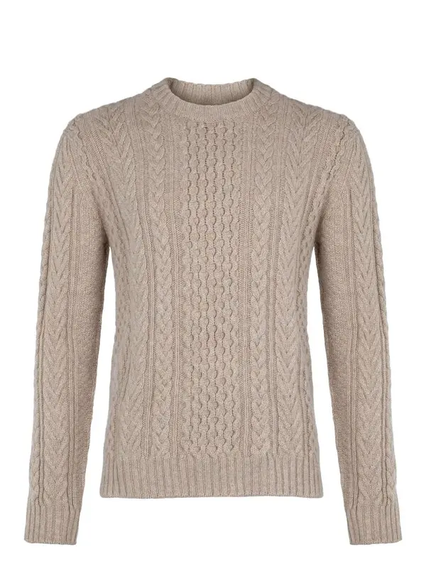 Johnstons Of Elgin Aran Cable Cashmere Jumper - Natural