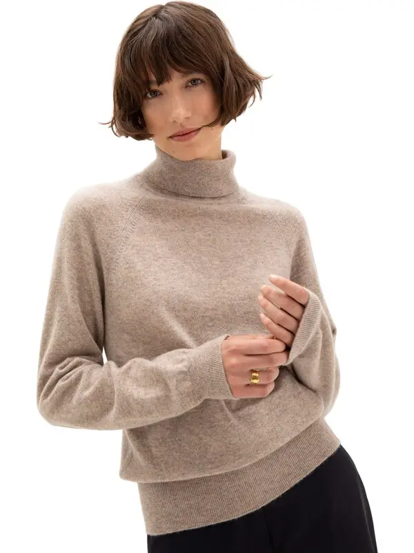 Johnstons Of Elgin Cashmere Roll Neck Jumper - Natural