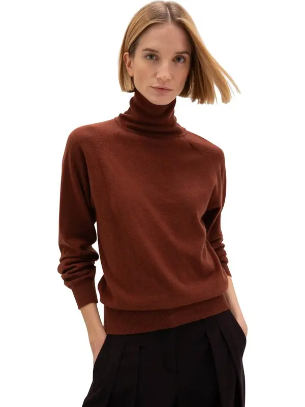 Johnstons Of Elgin Cashmere Roll Neck Jumper - Red