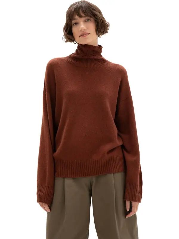 Johnstons Of Elgin Gauzy Cashmere Roll Neck Jumper - Red