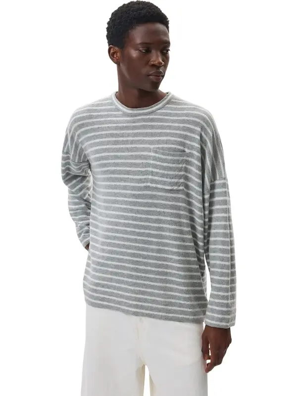 Johnstons Of Elgin Cahmere Jerey Tripe Light Overized T-hirt - Grey