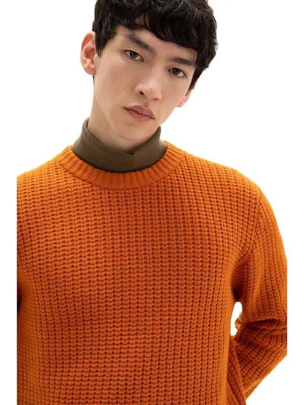 Johnstons Of Elgin Waffle Textured Cashmere Jumper - Orange