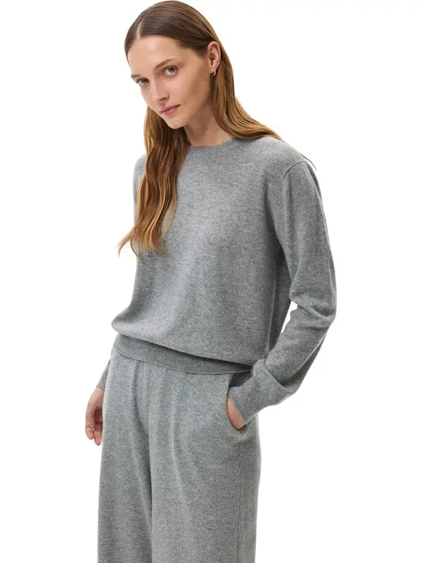 Johnstons Of Elgin Classic Cashmere Round Neck Jumper - Grey
