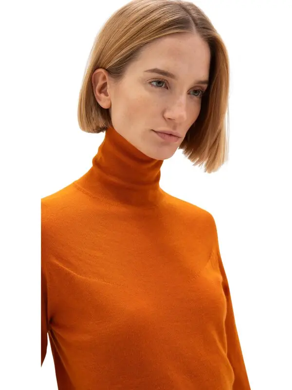 Johnstons Of Elgin Superfine Cashmere Roll Neck Jumper - Orange