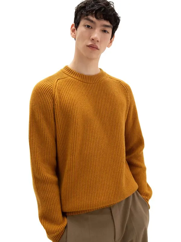 Johnstons Of Elgin Cashmere Ribbed Crew Neck Jumper - Yellow
