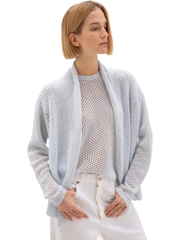 Johnstons Of Elgin Crochet Cashmere Cardigan - Blue