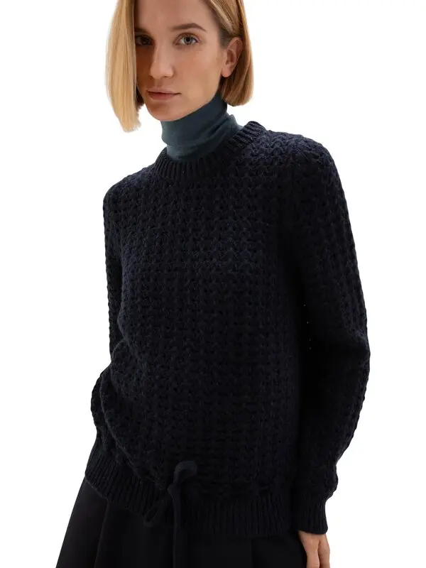 Johnstons Of Elgin Donegal Cashmere Crochet Jumper - Navy