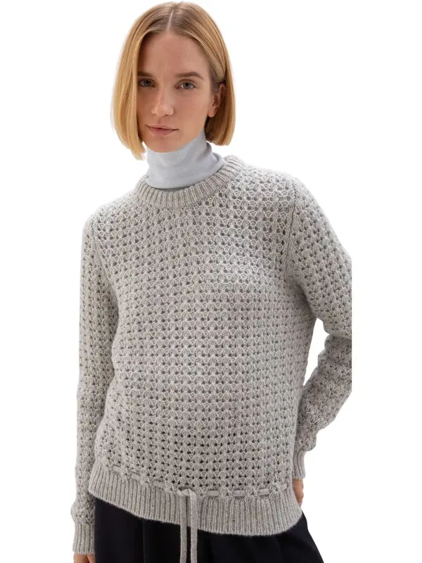 Johnstons Of Elgin Donegal Cashmere Crochet Jumper - Grey
