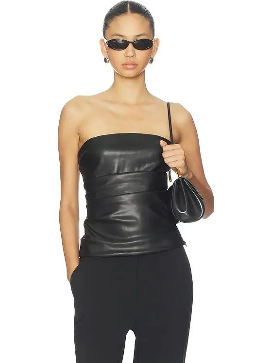 Superdown Leynia Faux Leather Top - Black