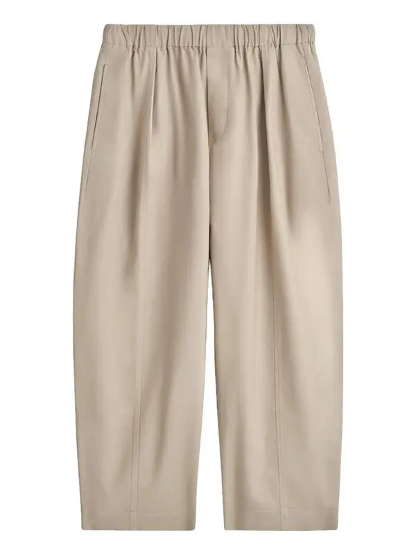 Cos Cotton Cropped Barrel-leg Trousers - Beige