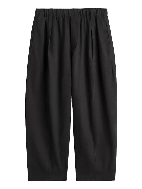 Cos Cotton Cropped Barrel-leg Trousers - Black