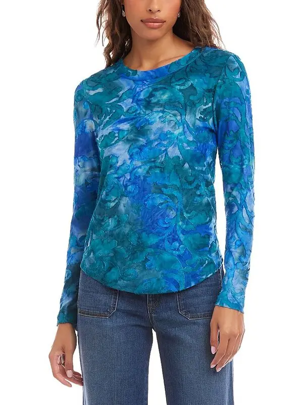 Karen Kane Long Sleeve Burnout Top - Tie Dye