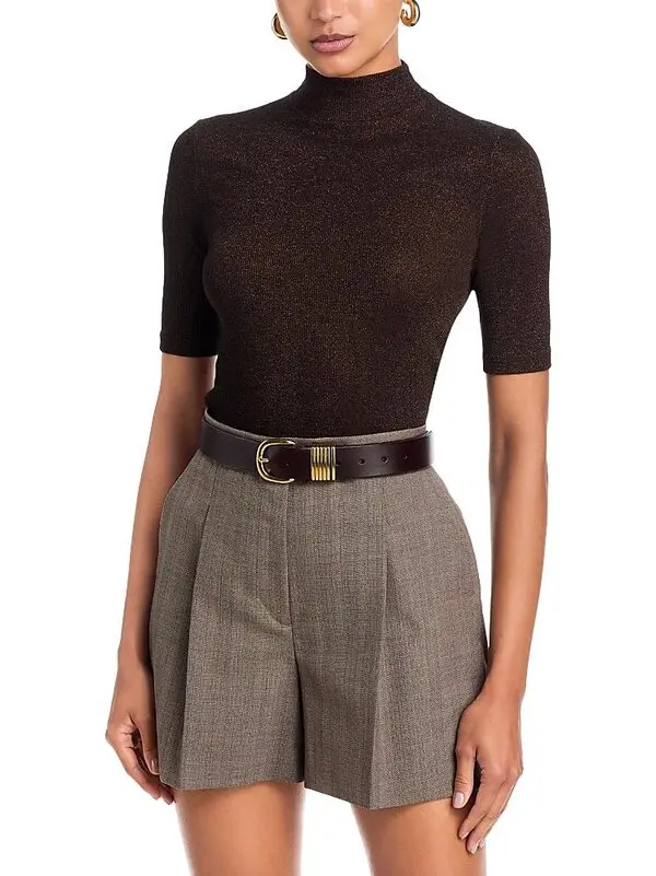 FRAME The Lurex Turtleneck Tee - Americano