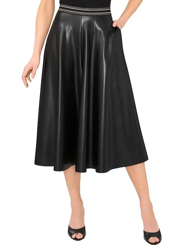 Vince Camuto Wide Leg Faux Leather Culottes - Rich Black