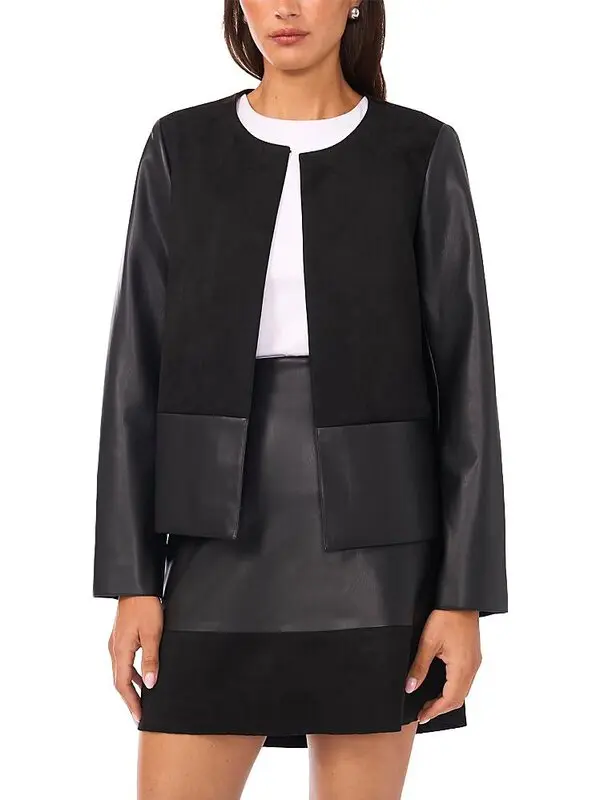 Vince Camuto Mixed Media Jacket - Rich Black